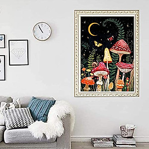 Diamond Painting Kits for Adults, 5D DIY Full Drill Round Art Gems Mushroom Forest Diamond Art Perfect for Home Wall Deco Diamond Dotz 12x16inch