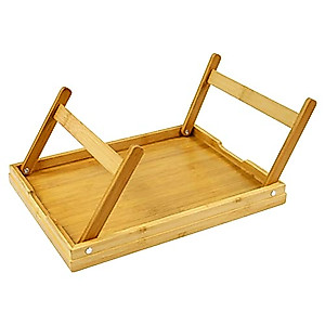 WKWKER Bamboo TV Bed Tray Table with Folding Legs Serving Trays Drawing Table Portable Laptop Desk Snack Table Breakfast Trays (Natural)