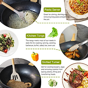 Silicone Kitchen Utensils Set, 46 pcs Cooking Utensils Set-Silicone Spatula Set- Kitchen Gadgets and Tools with Holder-Wooden Handle Silicone Kitchen Utensil with Tongs,Grater (Khaki)