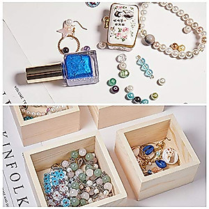 PH PandaHall 4pcs Small Wooden Box 3'' x 3'' 4'' x 4'' Rustic Wooden Box Square Storage Organizer Container Wooden Craft Box for Succulents Plant Collectibles Home Venue Decor Small Item