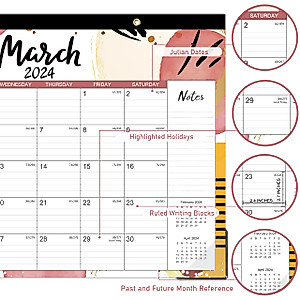 2023-2024 Desk Calendar - 18 Months Large Desk Calendar from Jan 2023 - Jun 2024, 17" x 12", Desk Calendar 2023-2024 with 2 Corner Protectors, Ruled Blocks with Julian Dates, Perfect Desk Calendar