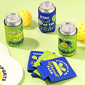 CiyvoLyeen Funny Pickleball Can Coolers Party Favors Novelty Decorations Sports Lovers Players Summer Birthday Christmas Retirement Blue Green Gifts Idea Mom Dad Coach 12oz Beer Soda Bottle 6PCS