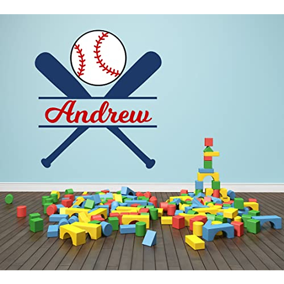 Baseball Wall Decals - Custom Name Decal - Wall Decor for Boys Room - Personalized Baseball Bat Wall Decal - Sport Wall Art Kids Bedroom Decor