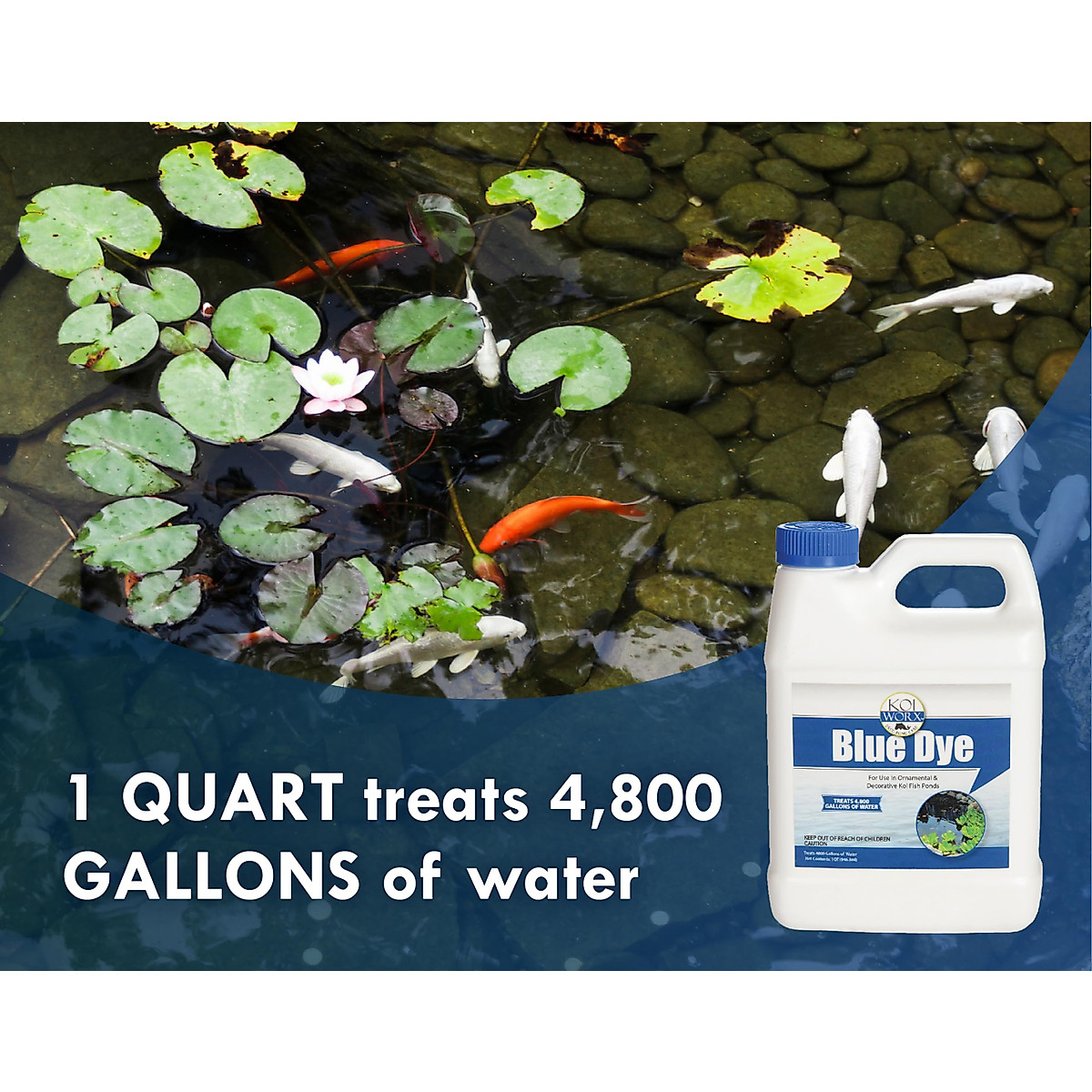 Sanco Industries KoiWorx Blue Dye - Ornamental and Decorative Pond Dye, Water Features and Fountains, Safe for Koi - 1 Quart