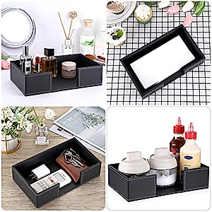 Sumnacon Rectangle Napkin Holder for Dinner Table Kitchen Contertop, Stylish Leather Guest Towel Holder for Bathroom Vanity, Decorative Basket for Tissue Paper Hand Towel Storage, Brown Flower