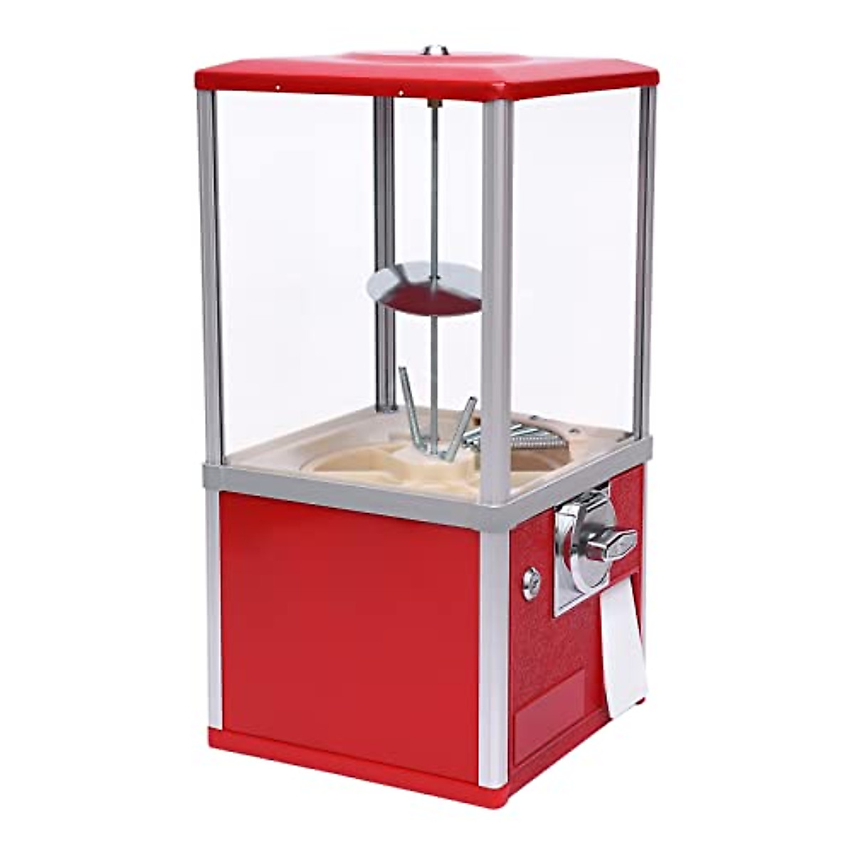 Gdrasuya10 Commercial Vending Machine, 20.87" Gumball Vending Machine High Security Toy Vending Machine for 1.1-2.1Inch Round Capsules Bouncy Balls, 1 Coins Only- Red