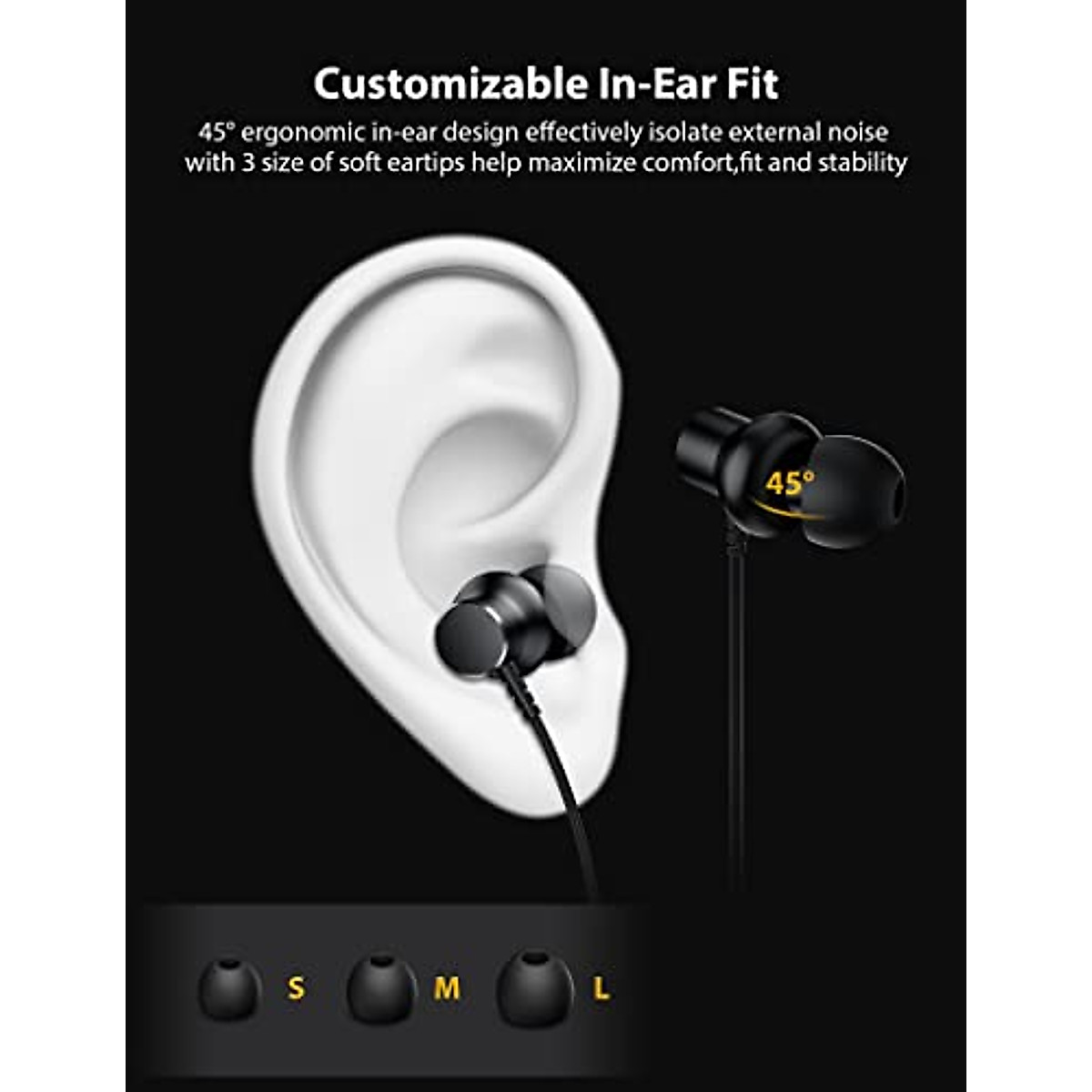 USB C Headphones for Samsung Galaxy S23 S22 S21 S20 Ultra A53 Z Flip4 Note 20 10+, Magnetic Type C Earphones Wired Earbuds with Mic Noise Canceling Stereo Bass for iPad 10 iPad Pro Air Mini Pixel 7 6