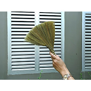 Handmade Turkey Wing Whisk Broom 13inch Asian Thai Feather Duster Natural Grass Dustpan Hand Brush