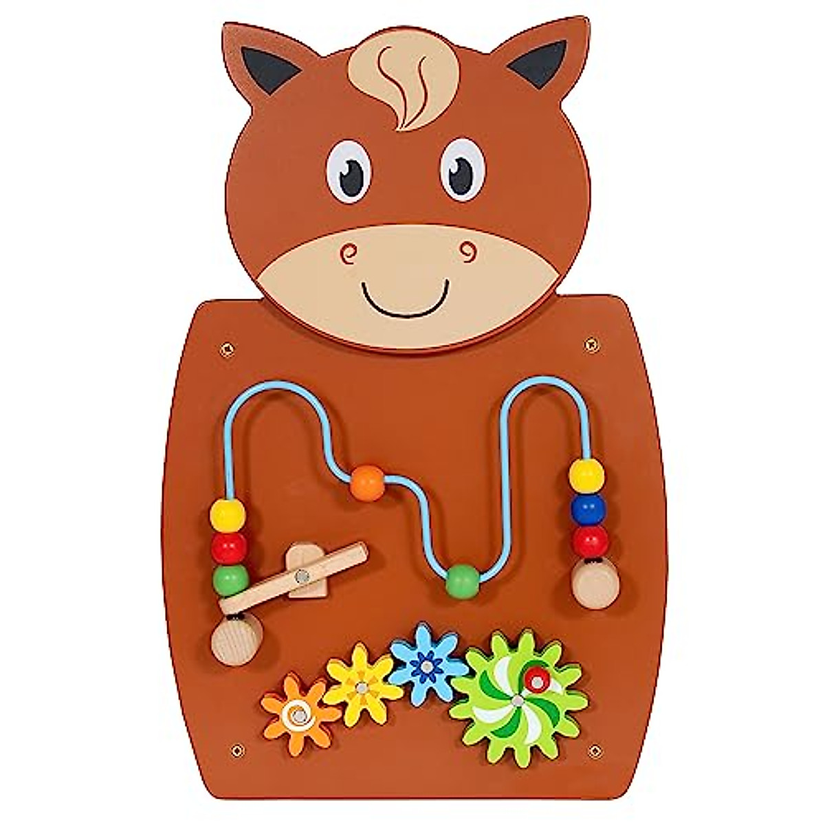 SPARK & WOW Horse Activity Wall Panel - Toddler Activity Center - Wall-Mounted Toy for Kids Aged 18M+ - Decor for Bedrooms and Play Areas
