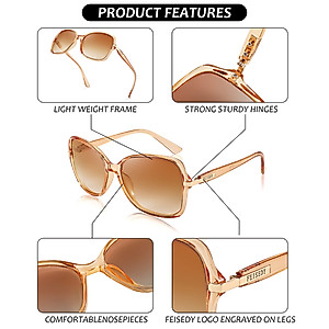 FEISEDY Womens Polarized Sunglasses, Trendy Elegant Colored Frame for Ladies, UV400 Protection B2760