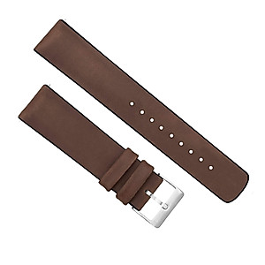 BARTON WATCH BANDS, 20mm Walnut Brown - Leather and Rubber Hybrid Watch Bands with Integrated Quick Release Spring Bars - 316L Stainless Steel - Choose Strap Color & Width