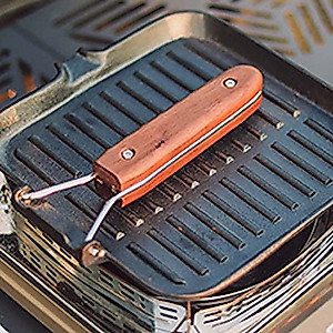 APAINI Outdoor Camping Portable Cast Iron Folding Beef Pan Frying Pan Grill Pan Barbecue Utensils