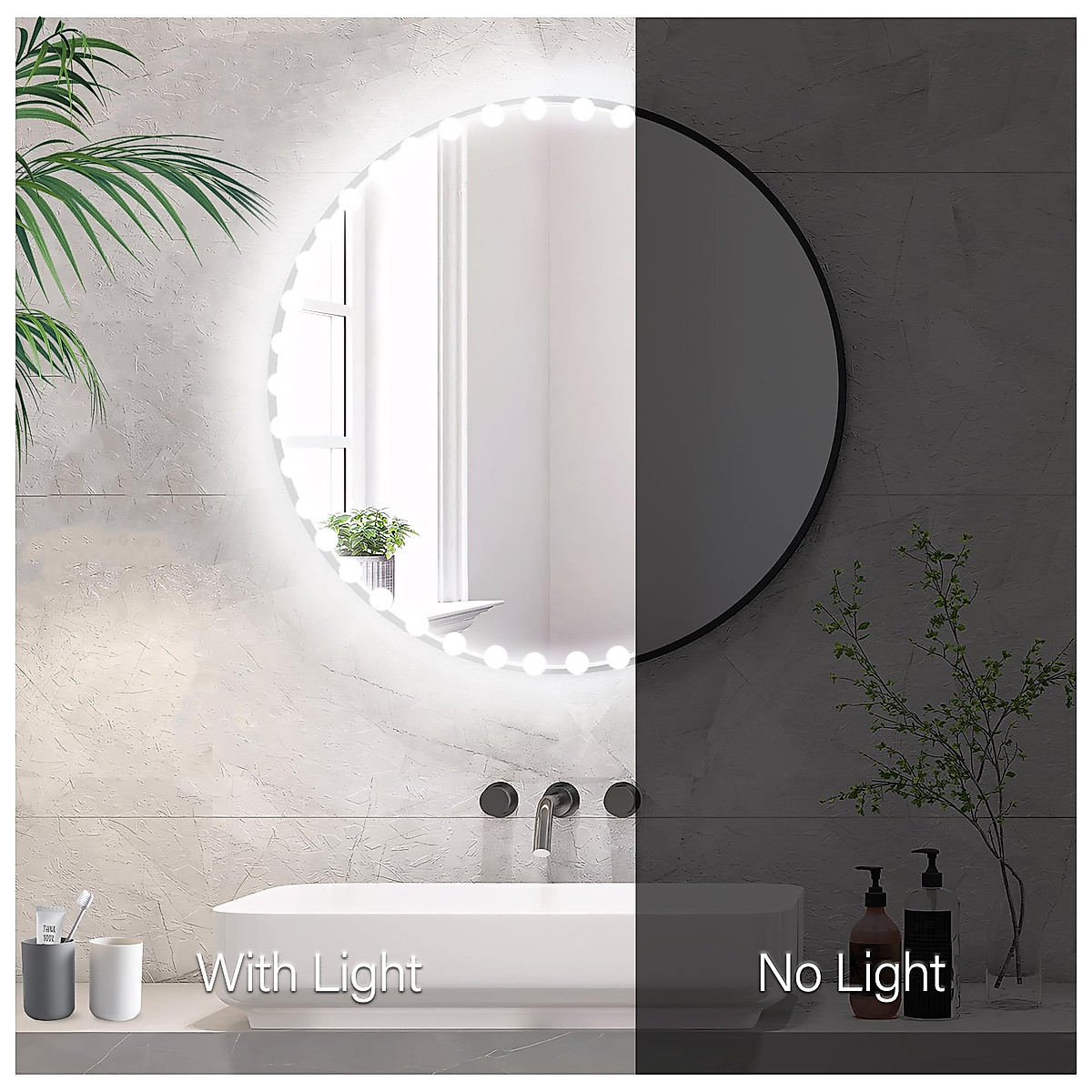 HCDCARLGT Hollywood Style Lights for Makeup Dressing Room,Vanity Lights Stick on with 18 Dimmable Bulbs,LED Vanity Lights for Mirror,5 Level Brightness Adjustable & 6000K White(No Mirror Included)