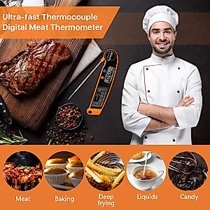 AQwzh PRO TP01 Digital Meat Thermometer for Kitchen BBQ Grill Temperature (Orange)