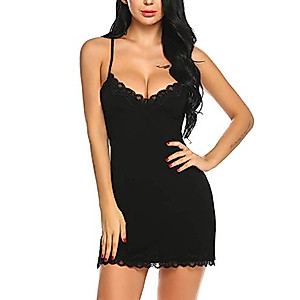 Avidlove Sexy Nightgowns for Women Chemise Lingerie Night Gown Womens Sleepwear Negligee Nightie for Women (Black，M)