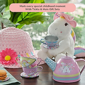 Tickle & Main Rainbow Unicorn Tea Party Gift Set, Tea Set for Little Girls with Unicorn Plushie