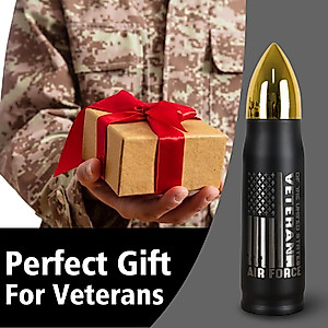 qchdln 17 OZ Veteran Bullet Tumbler with Lid - Ideal Gifts for Men Father's Day, Birthday, Veterans Day, Christmas - Perfect for Air Force, Navy, Army, Military & Veterans Cup