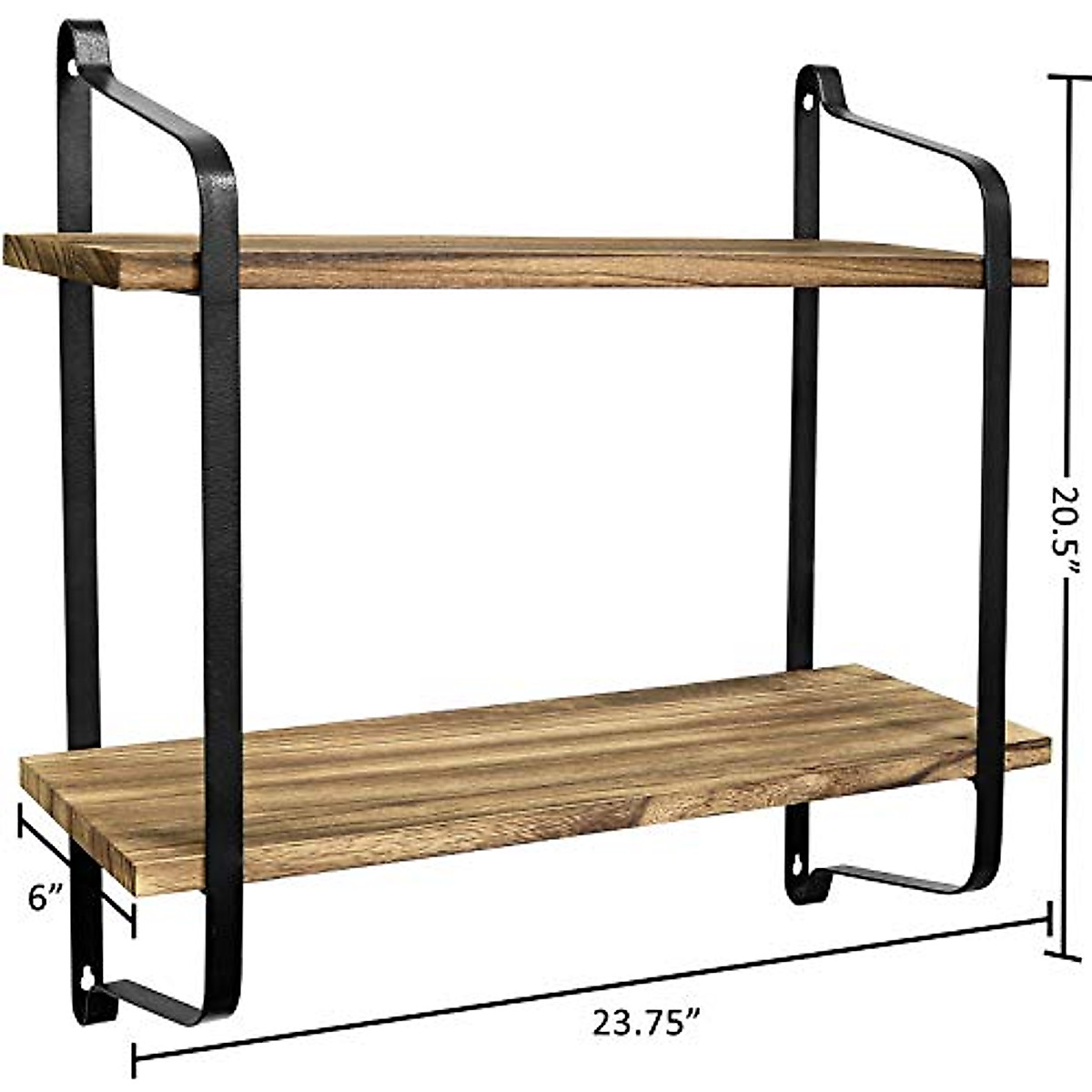 Greenco Rustic Floating Shelves Wall Mounted 2 Tier With Metal Brackets