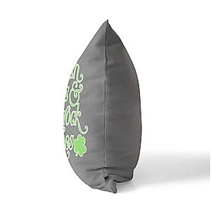 HARD EDGE DESIGN Irish Kisses and Shamrock Wishes Grey Throw Pillow with Polyester Filling