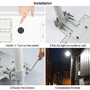 TENKOO Solar Street Lights Outdoor Dusk to Dawn Motion/Light Sensor IP65 Waterproof 6000K Cool White Solar Powered Flood Light for Parking Lot Stadium Garden Pathway