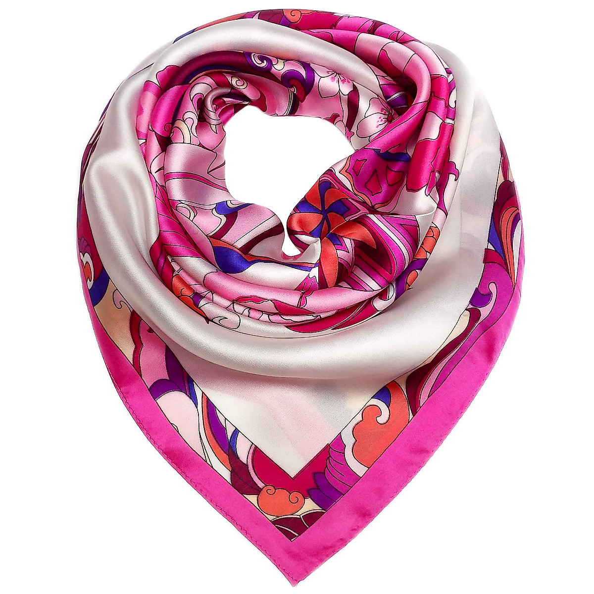 27.5'' Silk Feeling Scarf Medium Square Satin Head Neck Scarf for Women Hair Sleeping at Night，16-Pink