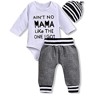 Aalizzwell Preemie Baby Boys Clothes Romper Pants Outfit Spring Fall Winter Clothing Sets (Gray, Preemie)