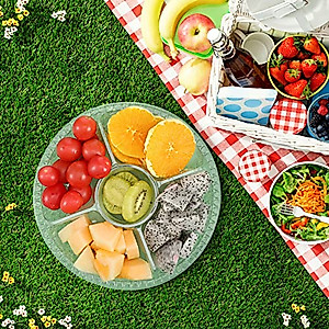 10 Pieces Appetizer Serving Trays with Lids Party Veggie Fruit Snack Trays with Lid Disposable Compartment Serving Platters Vegetable Salad Food Serving Containers (Clear,8.7 x 8.7 x 2.4 Inch)