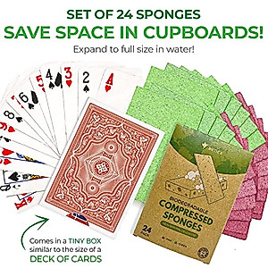 AIRNEX Biodegradable Cellulose Compressed Sponges - Pack of 24 Kitchen Sponges for Cleaning - Heavy Duty and Natural Multipurpose Household Cleaning Sponges Good for Kitchen, Bathroom, and Surfaces