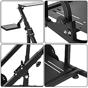 Hottoby G920 Racing Steering Wheel Stand Foldable & Reinforcement Bar Fit for Logitech/Thrustmaster G25 G29 G923 T300RS T80 T150,Driving Simulator Frame Adjustable,No Steering Wheel,Pedals & Handbrake