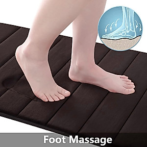 Buganda Memory Foam 3 Pieces Bathroom Rugs Set - Thick Soft Absorbent Non-Slip Bath Mats, Washable Small/Large/Contour Bath Rugs (24" x 16" + 30" x 20" + 24" x 20", Coffee)