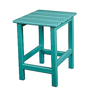 SFYLODS Adirondack Patio 14" Square Side Table, 18" Inches Tall, Premium Quality, Wood Like Material, Poly Lumber Weather Resistant for Garden, Backyard, Indoor, Living Room, Deck, Porch - Turquoise