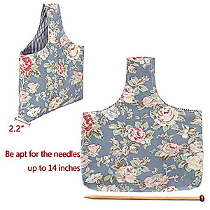 Teamoy Knitting Tote Bag, Travel Canvas Project Wrist Bag for Knitting Needles(14inches), Yarn and Crochet Supplies, Lightweight, Perfect Size for Knitting on The Go (Large, Peony)