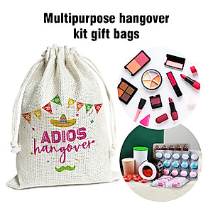 Hangover Kit Bags, Adios Hangovers With Drawstring Gift Bag, for Bridal Shower, Wedding, Travel, Bachelorette Party Survival Recovery Kit Bag, Decorations, Supplies (6"X 8") 5 Pcs -kit057
