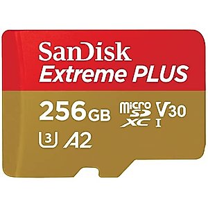 SanDisk Extreme Plus microSDXC UHS-I Card with Adapter, 256GB, SDSQXBD-256G-AN6MA