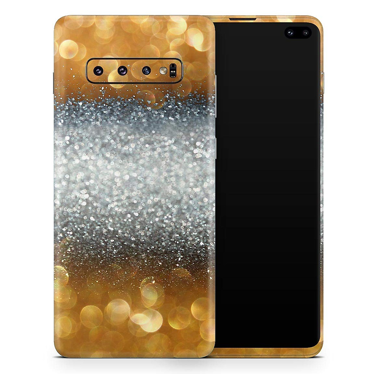 DesignSkinz Gold and Silver Unfocused Orbs of Glowing Light Protective Vinyl Decal Wrap Skin Cover Compatible with The Samsung Galaxy S20 (Screen Trim & Back Glass Skin)
