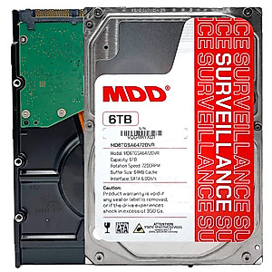 MDD (MDD6TSATA6472DVR) 6TB 7200RPM 64MB Cache SATA 6.0Gb/s 3.5inch Internal Surveillance Hard Drive - 3 Years Warranty (Renewed)