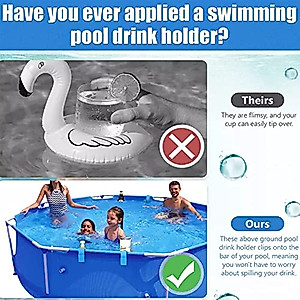 4-Pack Poolside Cup Holders for Above Ground Pools, Pool Cup Holder for Refreshing Drinks, Only Fits 2 Inch Or Less Round Top Bar - Strong and Durable Easy to Use Clip-On No-Spill Cup Holders (Blue)