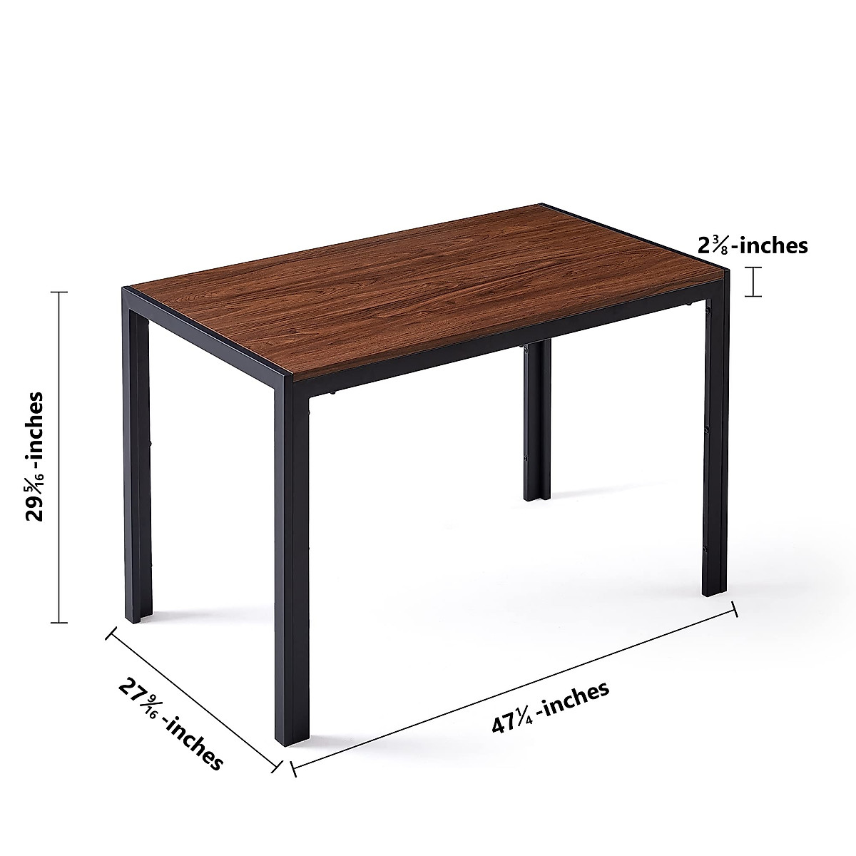 HESIEU Wooden rectangular walnut dining table modern kitchen dining table can accommodate 4-6 people for dining, desk writing table with metal legs suitable for dining room, living room, cafe, canteen