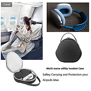 Pinson Hard Carrying Travel Case for AirPod Max Headphones, with Silicone Earpads Cover for AirPod Max (Black)