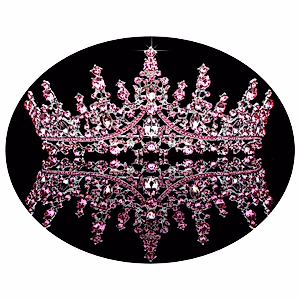 TOBATOBA Tiaras for Women, Pink Crystal Tiara Crowns for Women, Wedding Tiara for Bride Queen Crown, Royal Princess Quinceanera Headpieces for Birthday Prom Pageant Halloween Cosplay Accessories