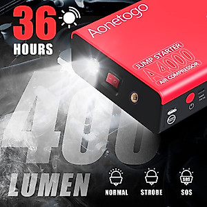 Jump Starter with Air Compressor, 2800A Peak 20000mAh Portable Battery Booster (Up to 8.5L Gas,7L Diesel Engines) with 100PSI Digital Tire Inflator,12V Car Lithium Battery Jump Box Pack Power Charger