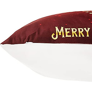 Violet Linen Seasonal Xmas Christmas Holiday Harmony Pattern, Polyester, Super soft feel faux suede fabric, digital print, Stars, 18 Inch x 18 Inch, Square, Decorative Accent Throw Pillow