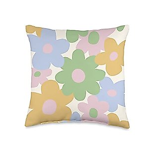 Danish Pastel Aesthetic Clothes Danish Pastel Aesthetic Flowers Throw Pillow, 16x16, Multicolor