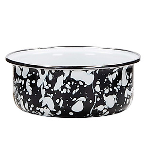 Golden Rabbit Enamelware - Black Swirl Pattern - Set of 4-14oz Soup Bowls