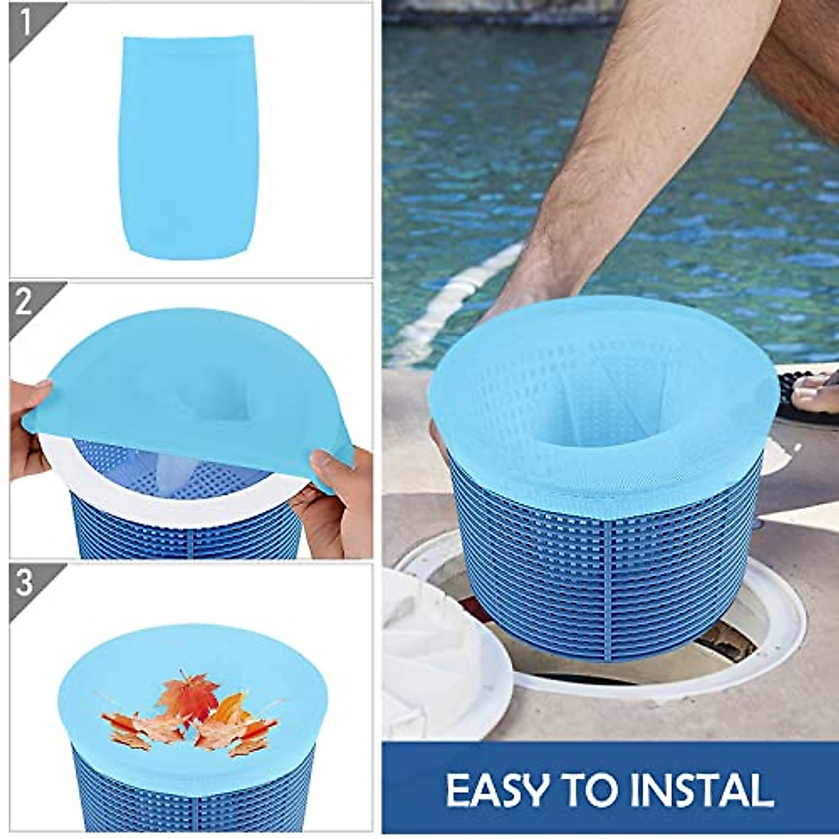 YZNlife Pool Skimmer Socks, 50 PCS Swimming Pool Socks for Filter, Skimmers Cleans Debris and Leaves for In-Ground and Above Ground Pools