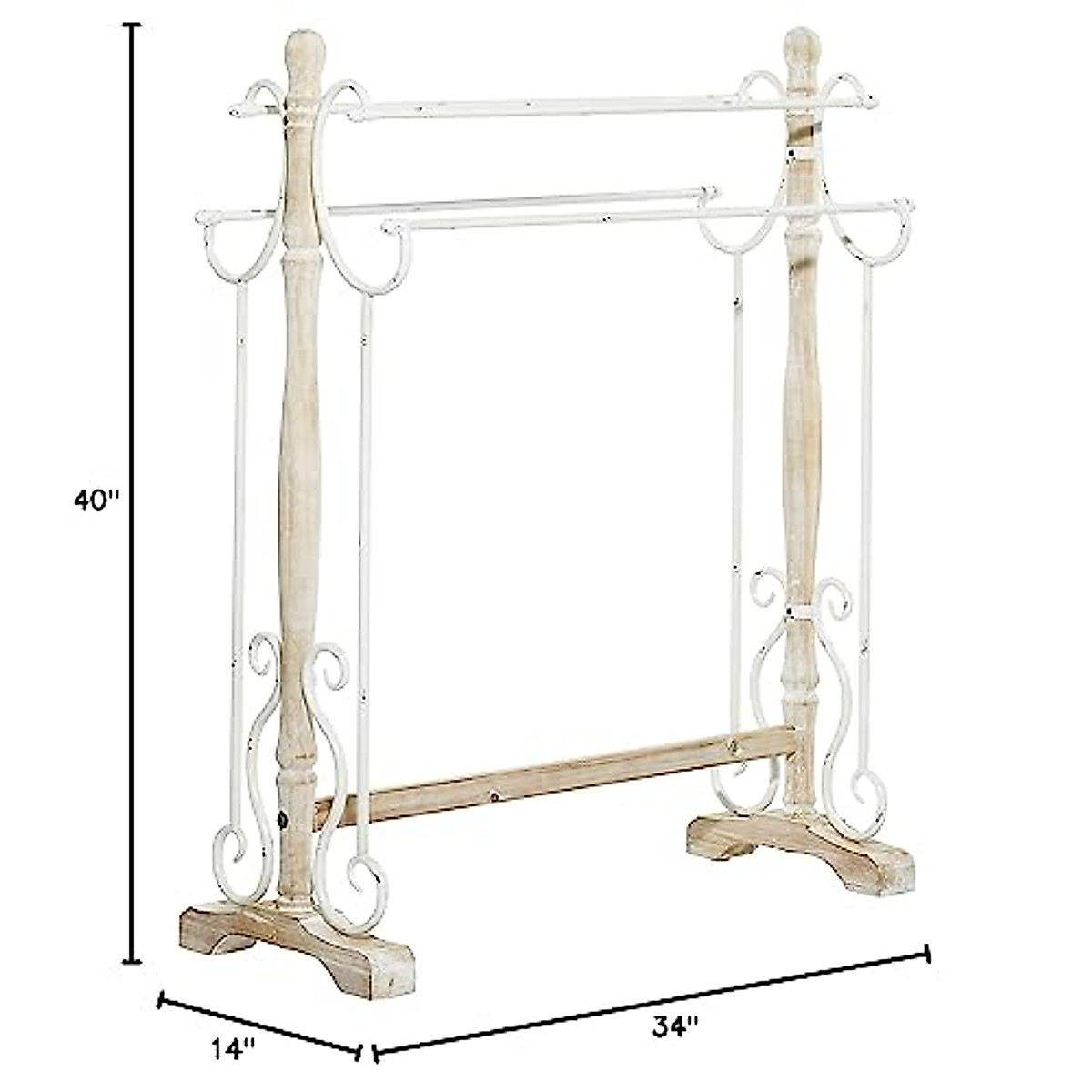 Deco 79 Wood Scroll 4 Shelf Quilt Rack, 34" x 14" x 40", Light Brown