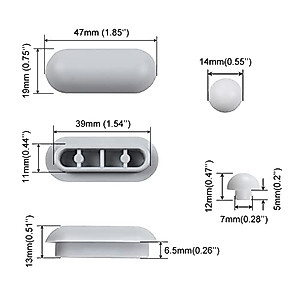 20Pcs Toilet Seat Buffers Replacement Plastic Toilet Lid Bumper, Bidets attachment Cushioning Pads Replacement for Bathroom, White and Gray color