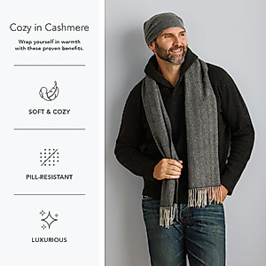Fishers Finery Men's 100% Pure Cashmere Scarf, Warm Comfortable (Charcoal)