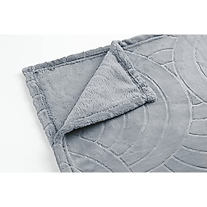 SOFTBEAR Grey Twin Blanket Flannel Fleece Semi-Circular Pattern, Soft, Fluffy, Plush and Warm Blanket for Bed, Couch, Sofa, Camping