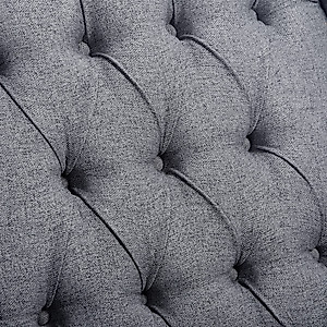 Pushback Recliner Chair,Comfy Wingback Recliner Sofa Chair with Adjustable Backrest,Tufted Fabric Accent Armchair with Vintage Rivets Trim for Living Room Office Home Theater (Gray-New)